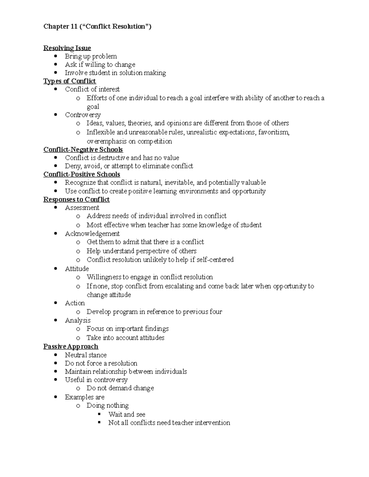 Chapter 11 conflict resolution - Chapter 11 (“Conflict Resolution ...