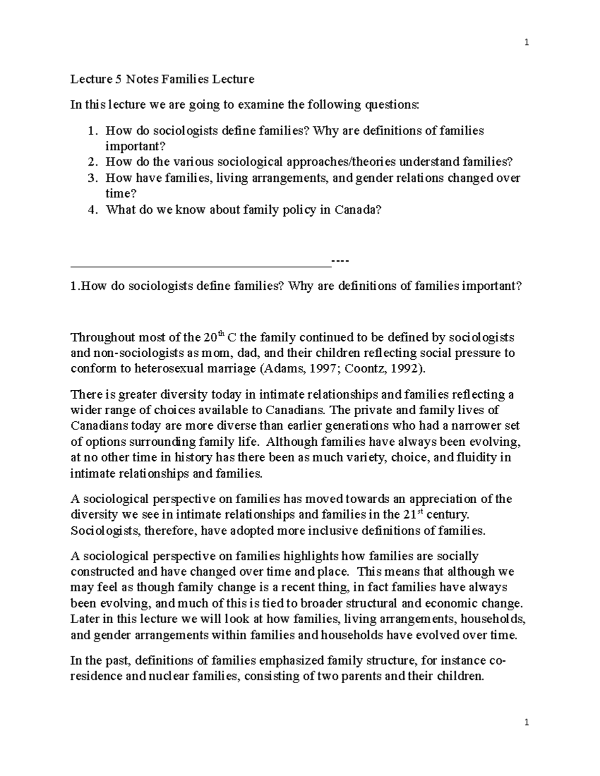 Lecture 5 notes 1 - Lecture 5 Notes Families Lecture In this lecture we ...