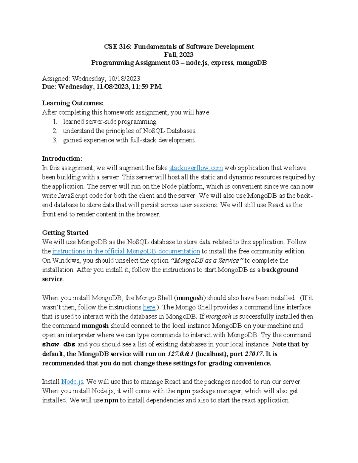 CSE316-F23-PA03 - hw assgimnet for mvc - CSE 316: Fundamentals of Software Development Fall ...