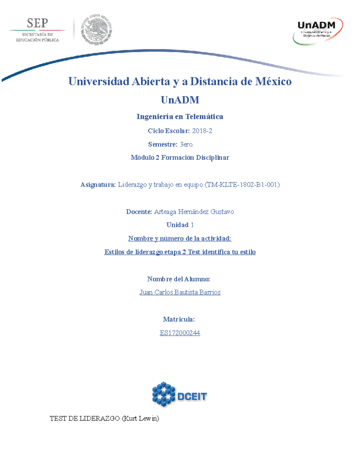 KLTE U1 A1 E2 JUBB - Liderazgo unidad 1 - Universidad Abierta y a ...