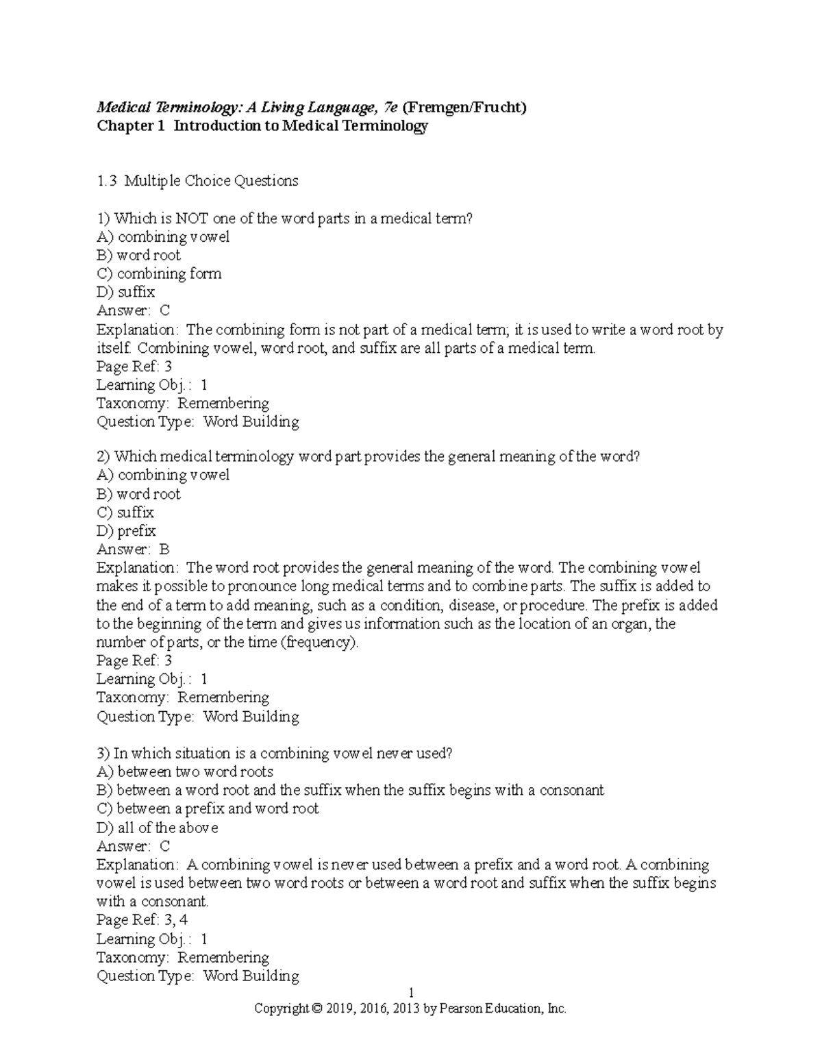 Exam February 1 2021 Questions And Answers Medical Terminology A
