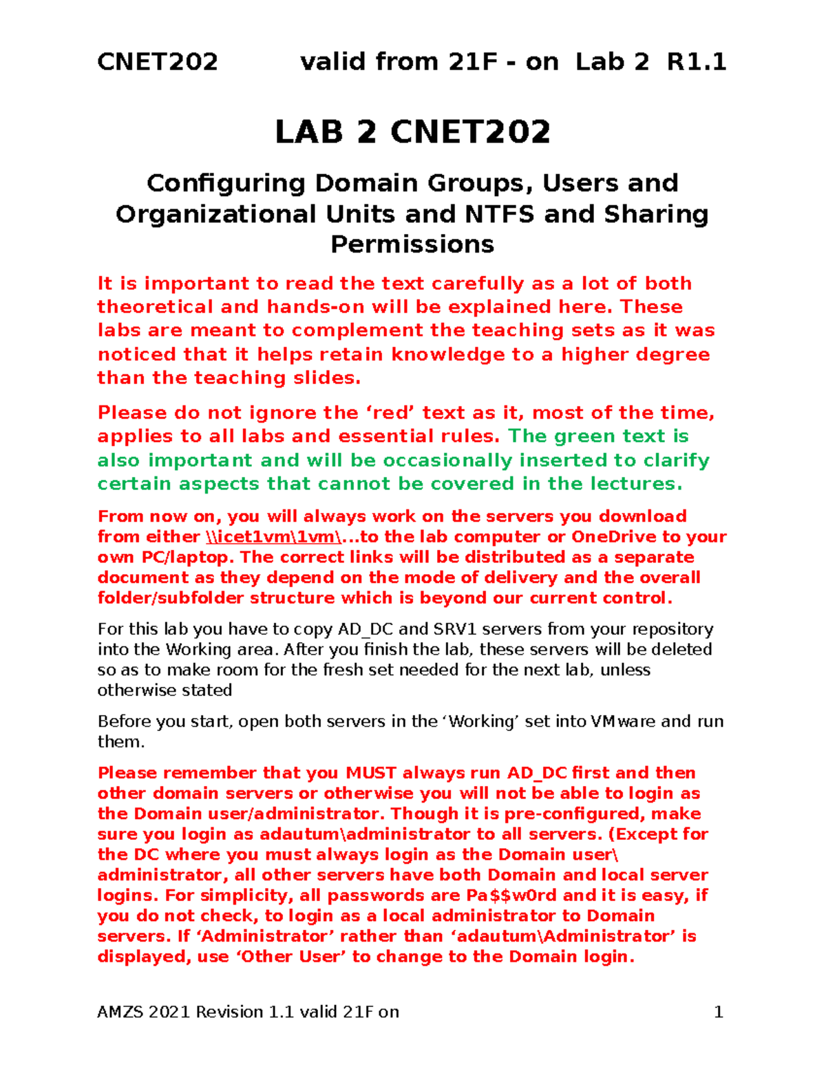 Student LAB 2 2019 - operating system - LAB 2 CNET Configuring Domain Groups, Users and - Studocu