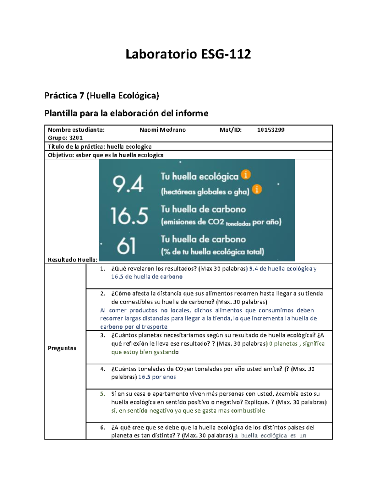 Naomi medano Practica 6 - Laboratorio ESG- 112 Práctica 7 (Huella Ecológica) Plantilla para la ...