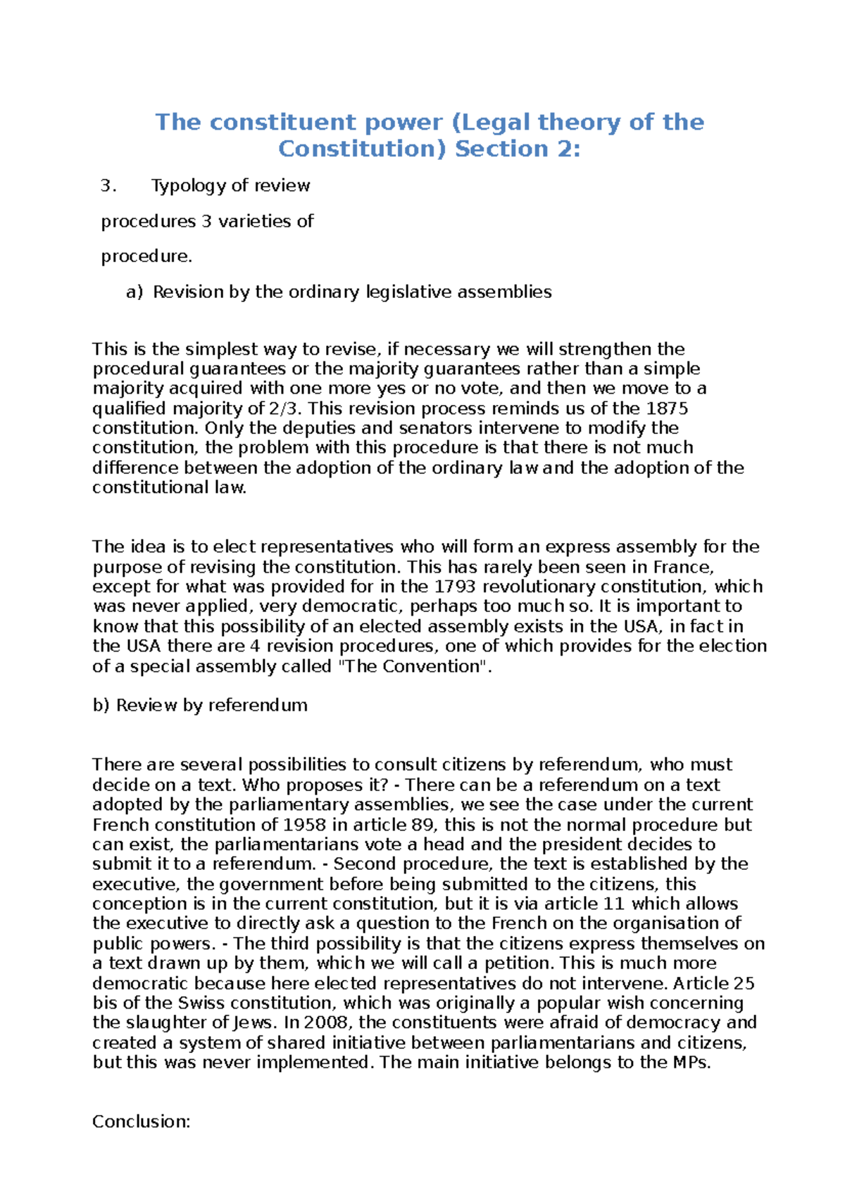 Constitutional Law 3 (1st) - The constituent power (Legal theory of the ...