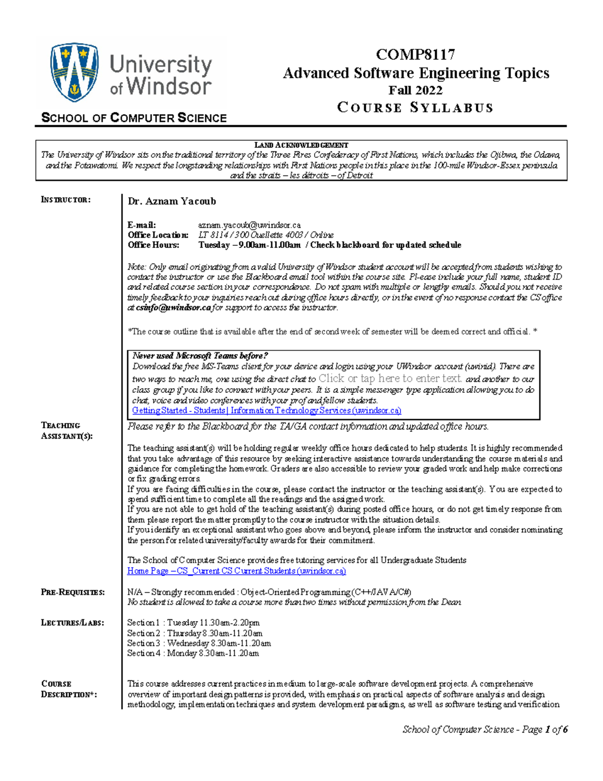 COMP8117 syllabus 2022F - SCHOOL OF COMPUTER SCIENCE COMP Advanced ...