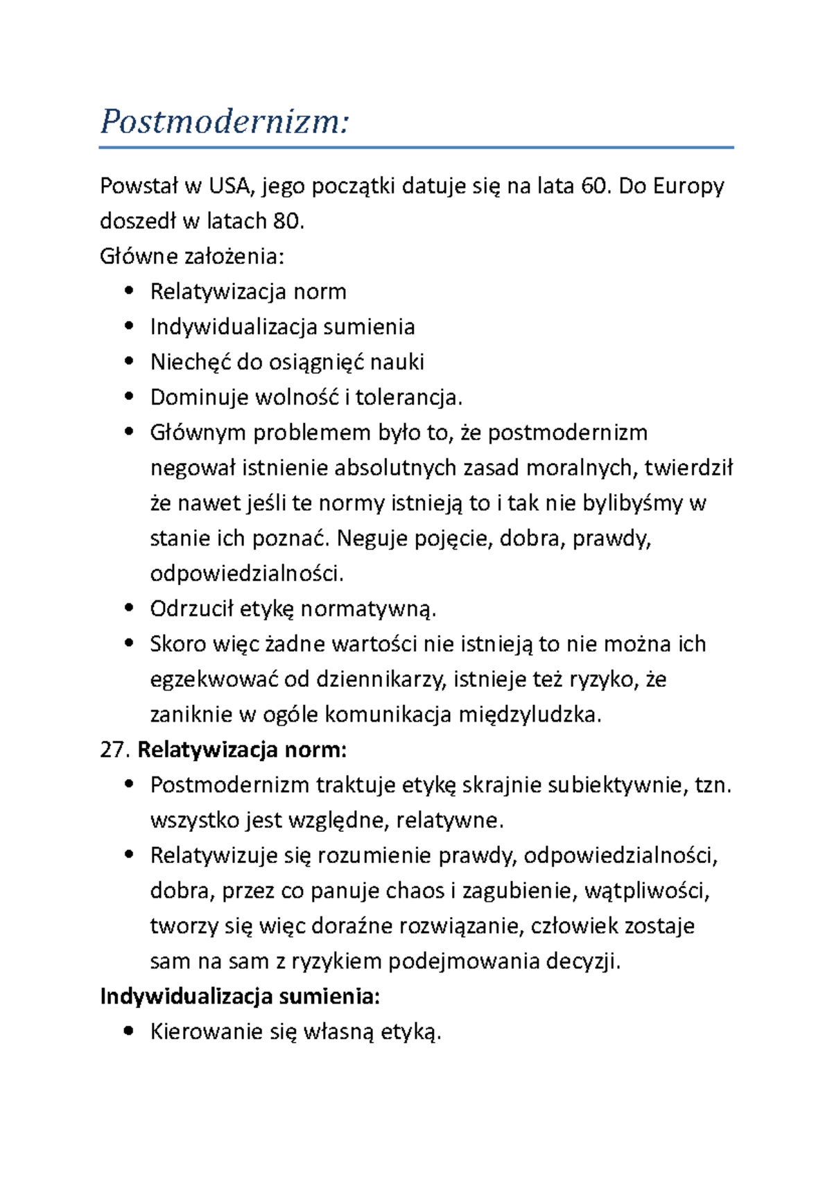 Postmodernizm - Notatki z wykładu 7 - Postmodernizm: Powstał w USA ...