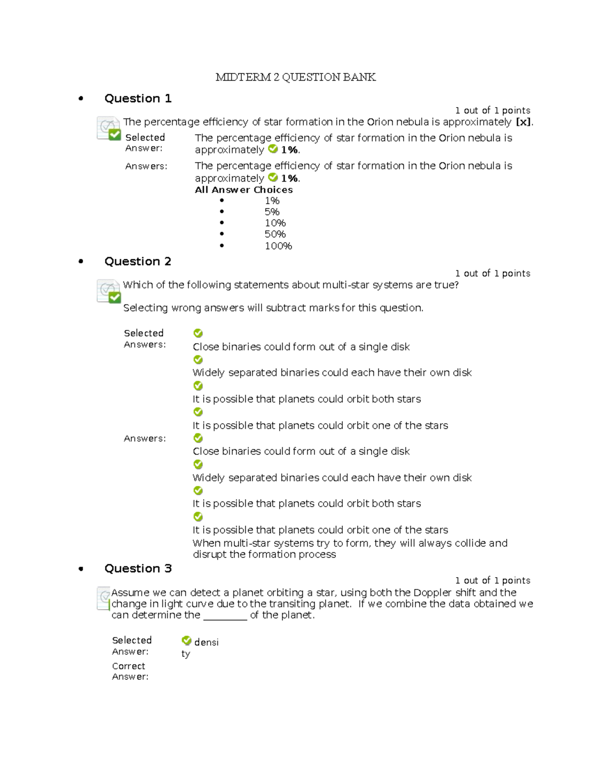 Astro Midterm 2 Question BANK - MIDTERM 2 QUESTION BANK Question 1 1 out of 1 points The - Studocu