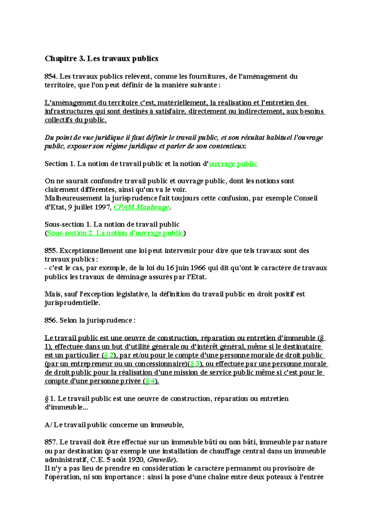 Chapitre 3 - notes de cours - Chapitre 3. Les travaux publics Les ...