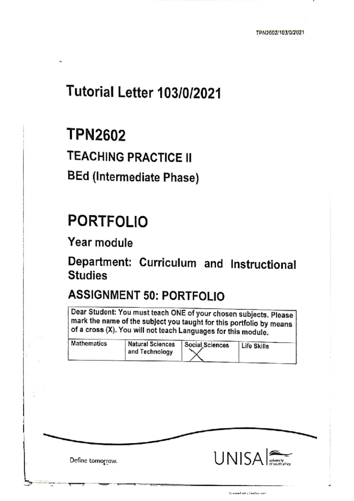 TPN2602-SPHE - Tutorial Letter TPN2602 TEACHING PRACTICE II BEd ...