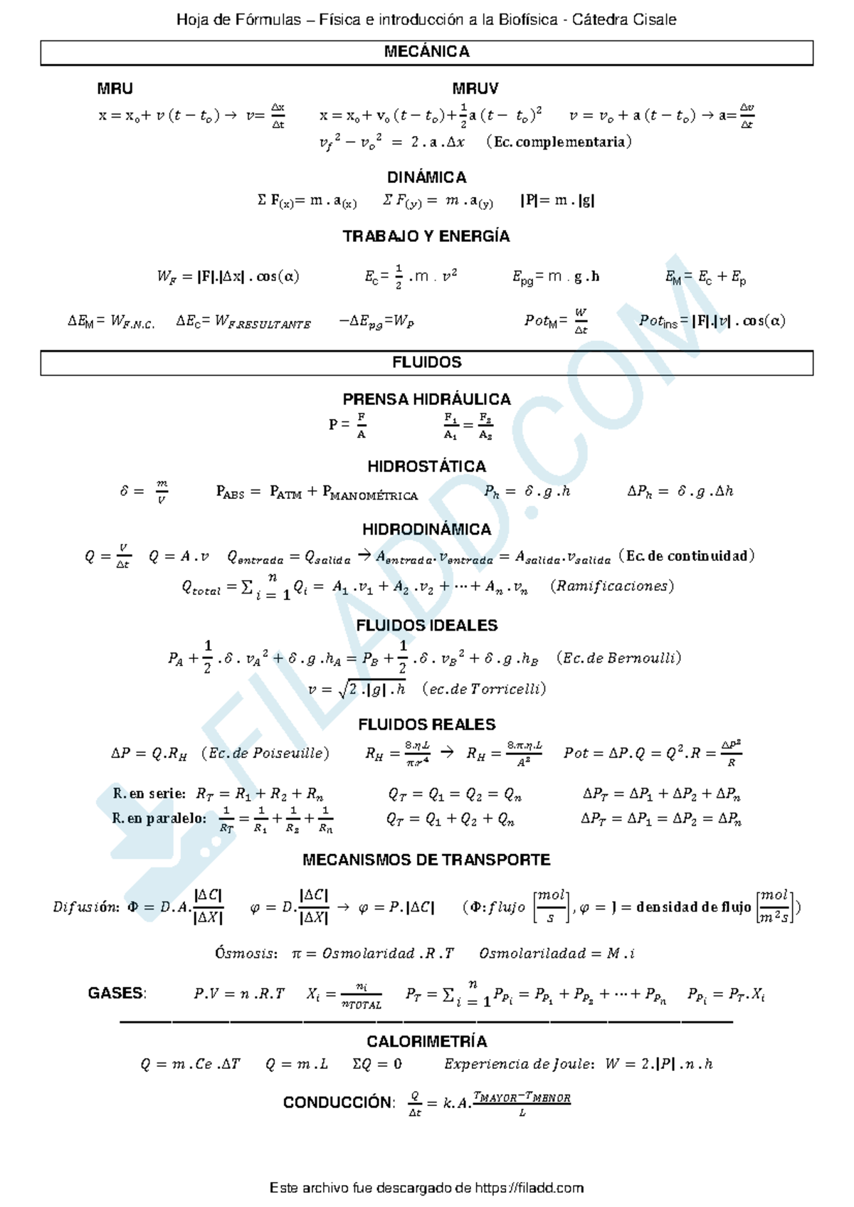 Hoja De Formulas 2C 2023 - Hoja de Fórmulas – Física e introducción a ...