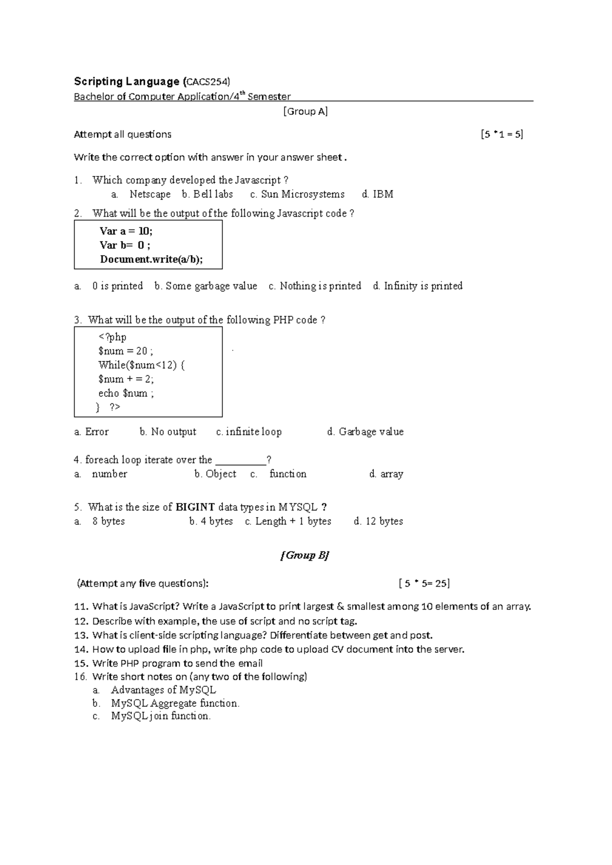 Scripting Class Work Question For Tu Scripting Language Cacs254 9179