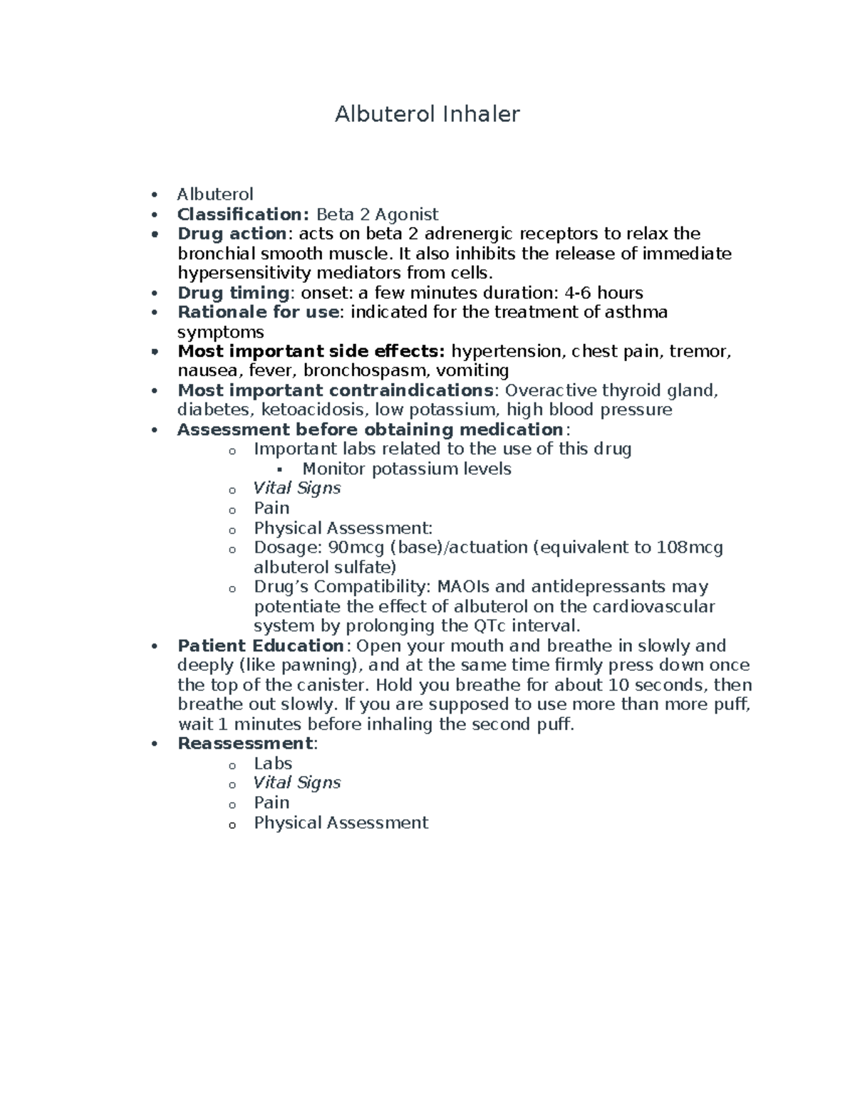 Albuterol Med Card - Albuterol Inhaler Albuterol Classification: Beta 2 ...