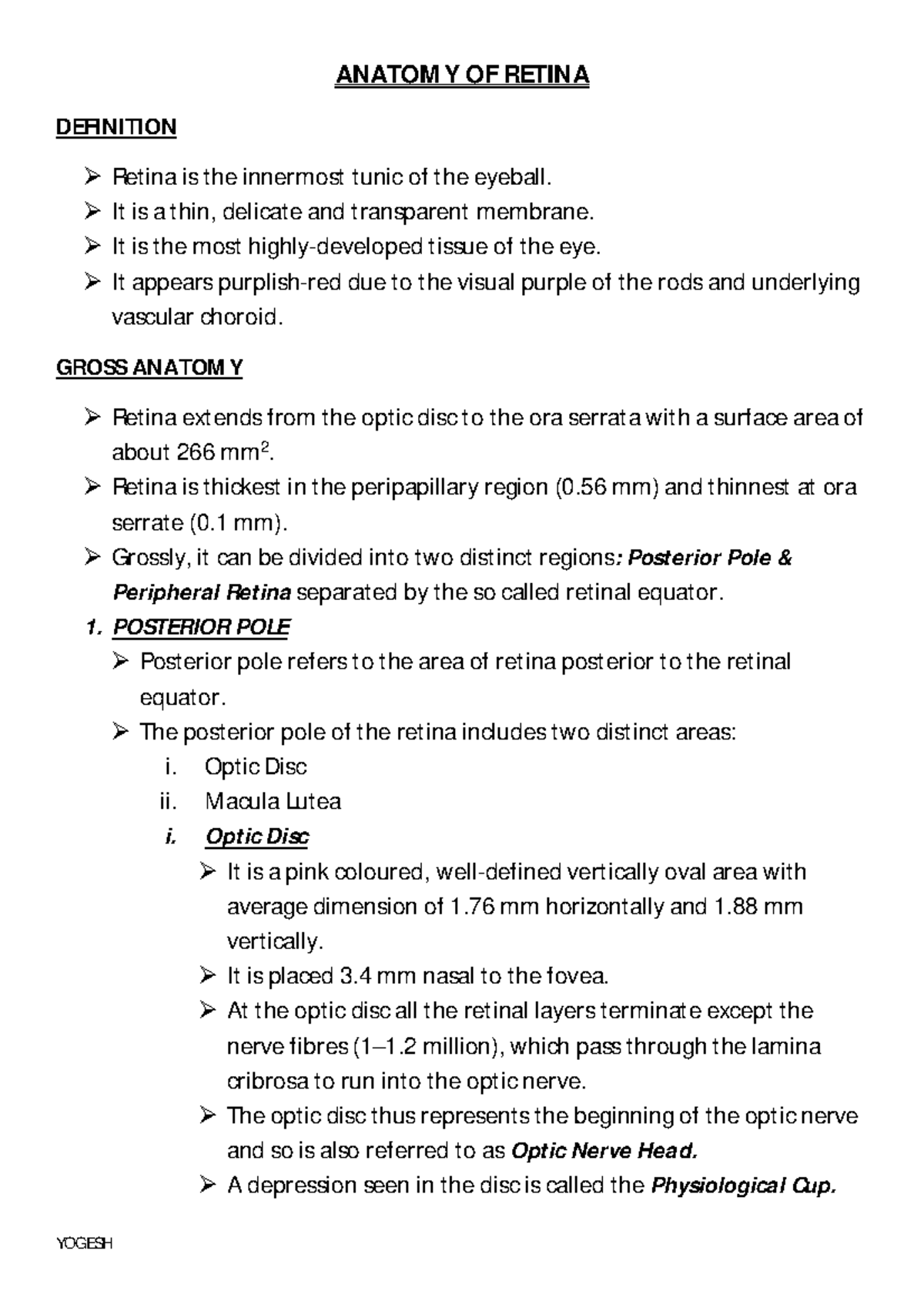 Anatomy OF Retina - ANATOM Y OF RETINA DEFINITION Ret ina is t he ...