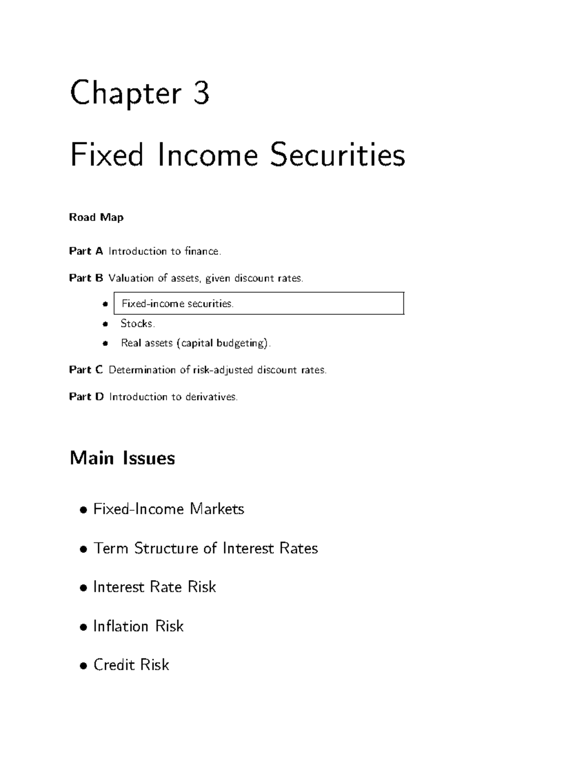 JWCh03 - questions - Chapter 3 Fixed Income Securities Road Map Part A Introduction to finance ...
