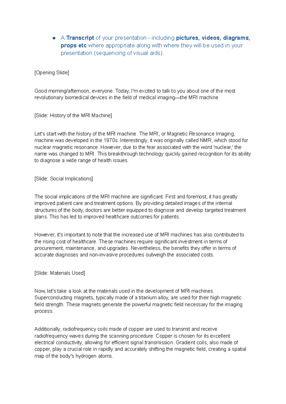 Assessment Task 2 - Bio Engineering Transcript - A Transcript of your ...