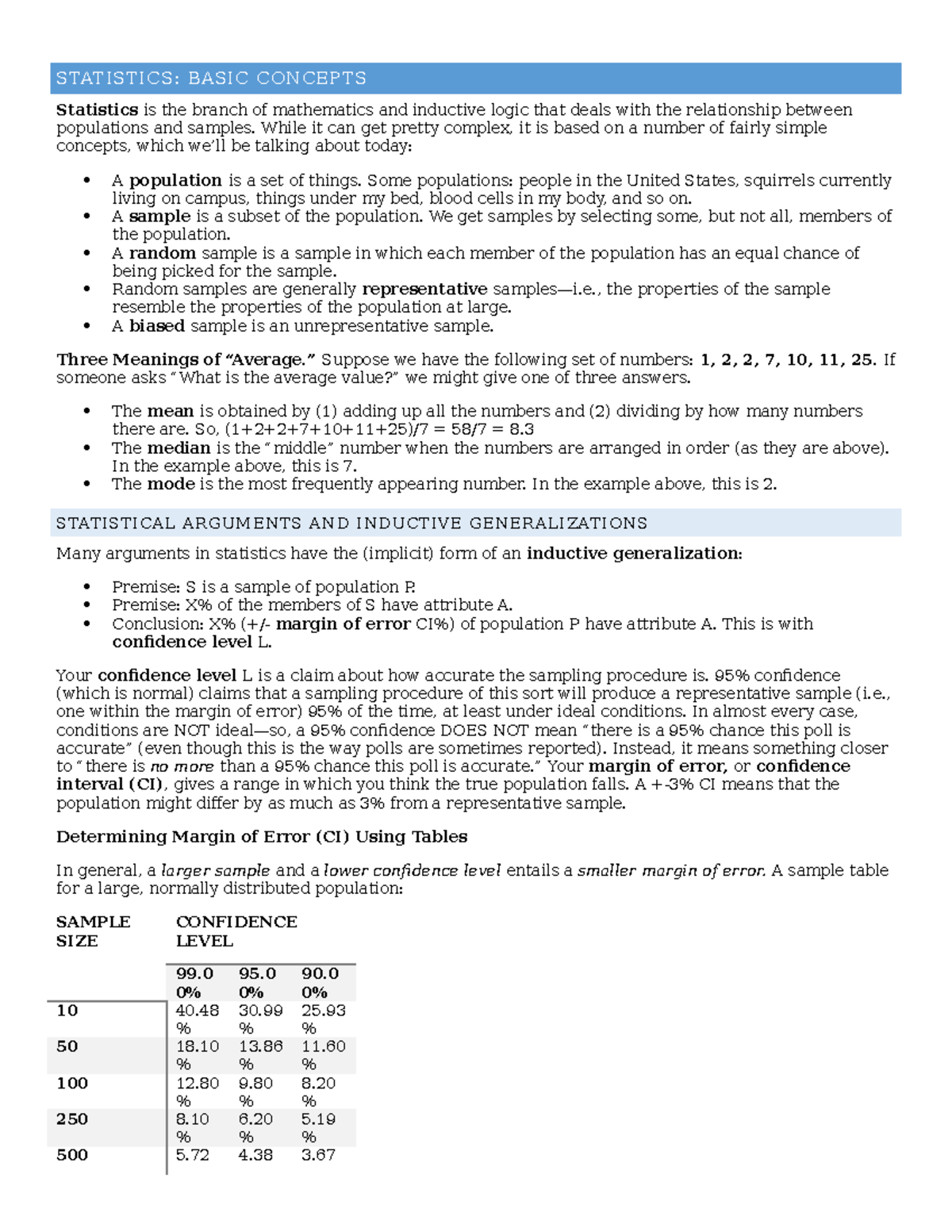 Logic 25 Statistics - STATISTICS: BASIC CONCEPTS Statistics is the ...