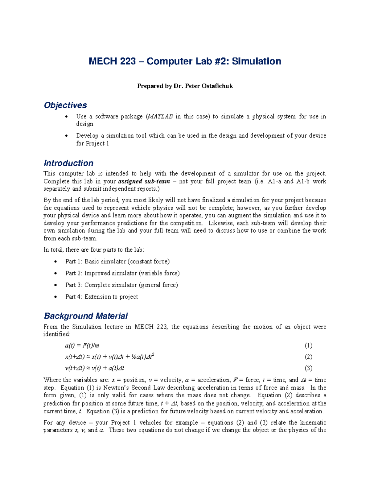 223 CL 2 simulation - Very useful information - MECH 223 – Computer Lab ...