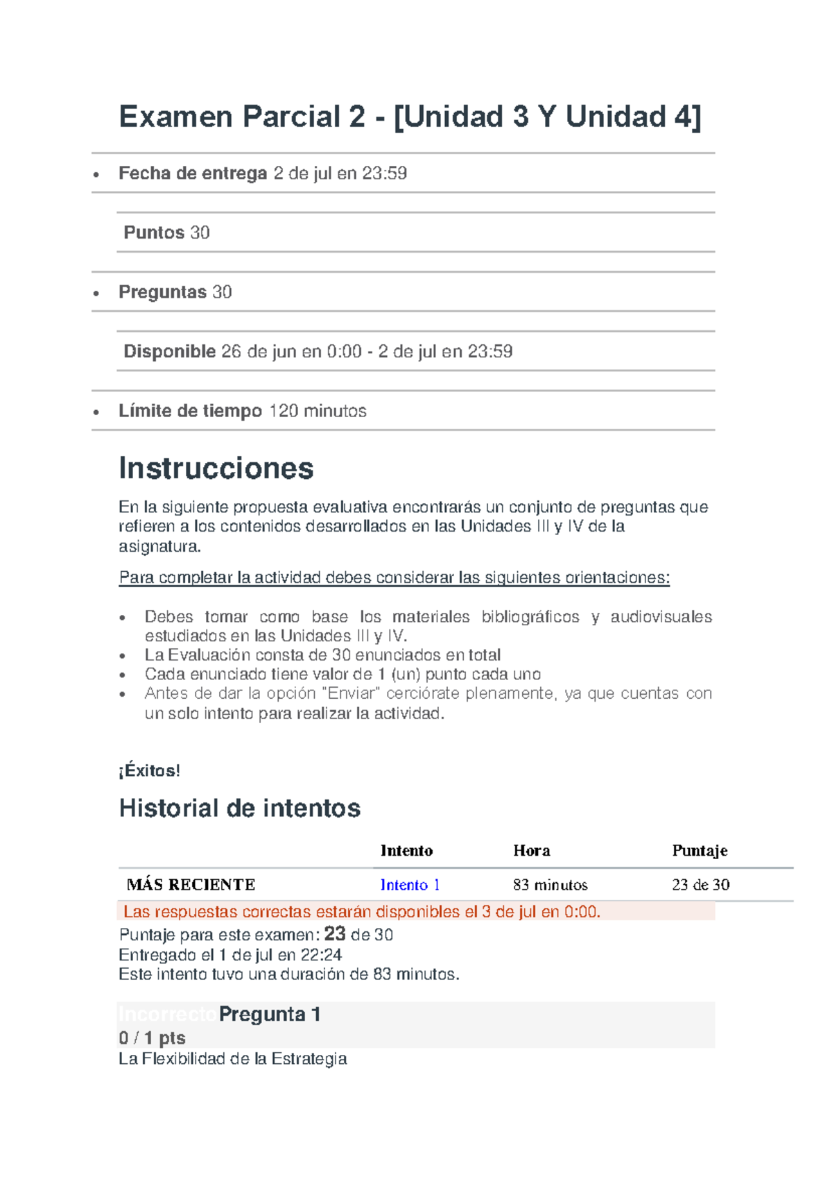 Examen Parcial II UN III y UN IV Politica de Empresas - Examen Parcial 2 - [Unidad 3 Y Unidad 4 ...