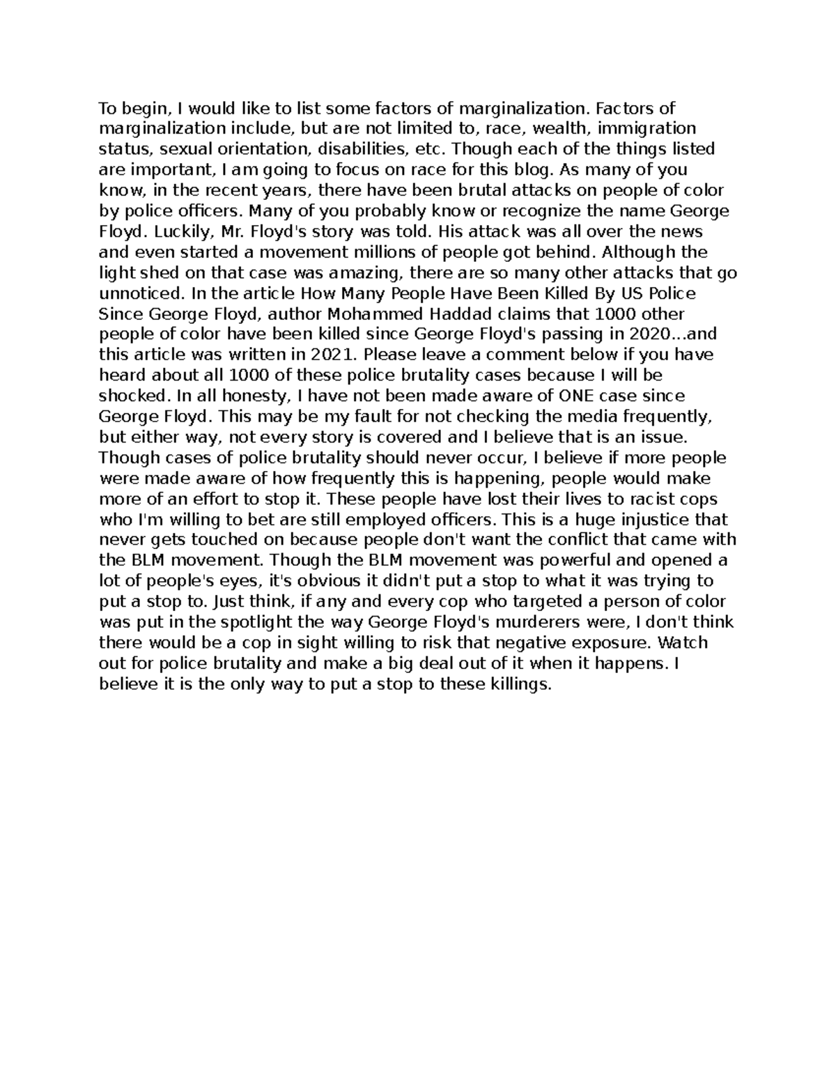Blog 9 - paper 2 - To begin, I would like to list some factors of ...