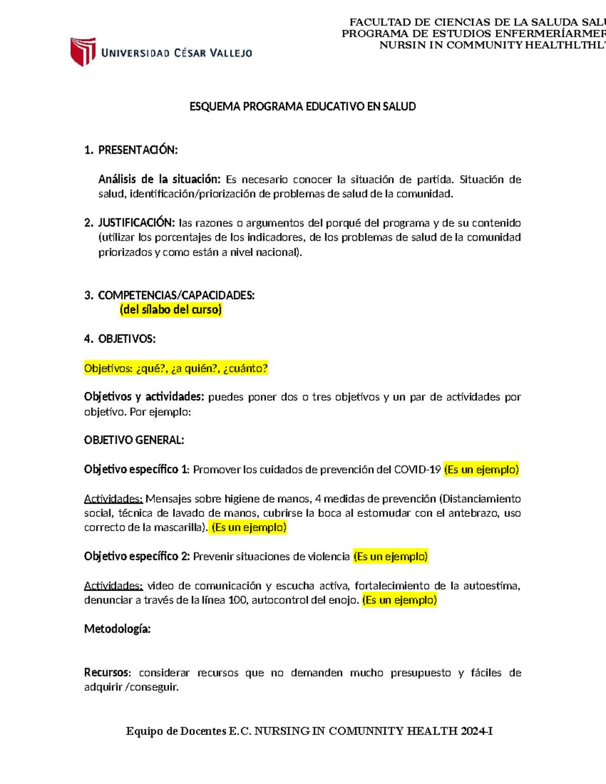 Esquema Programa educativo 2024-I - PROGRAMA DE ESTUDIOS ENFERMERÍARMER ...
