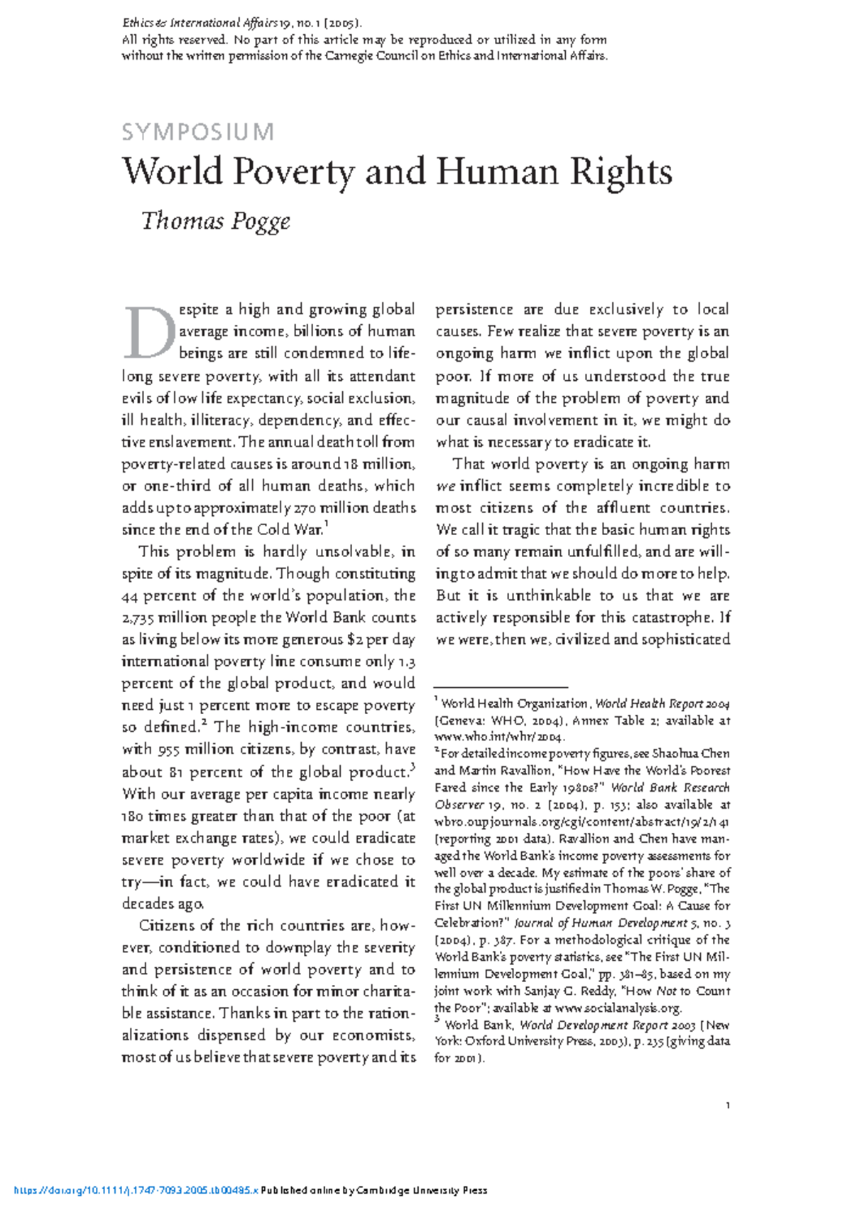 Risse-Do We Owe the Global Poor Assistance or Rectification - SYMPOSIUM ...