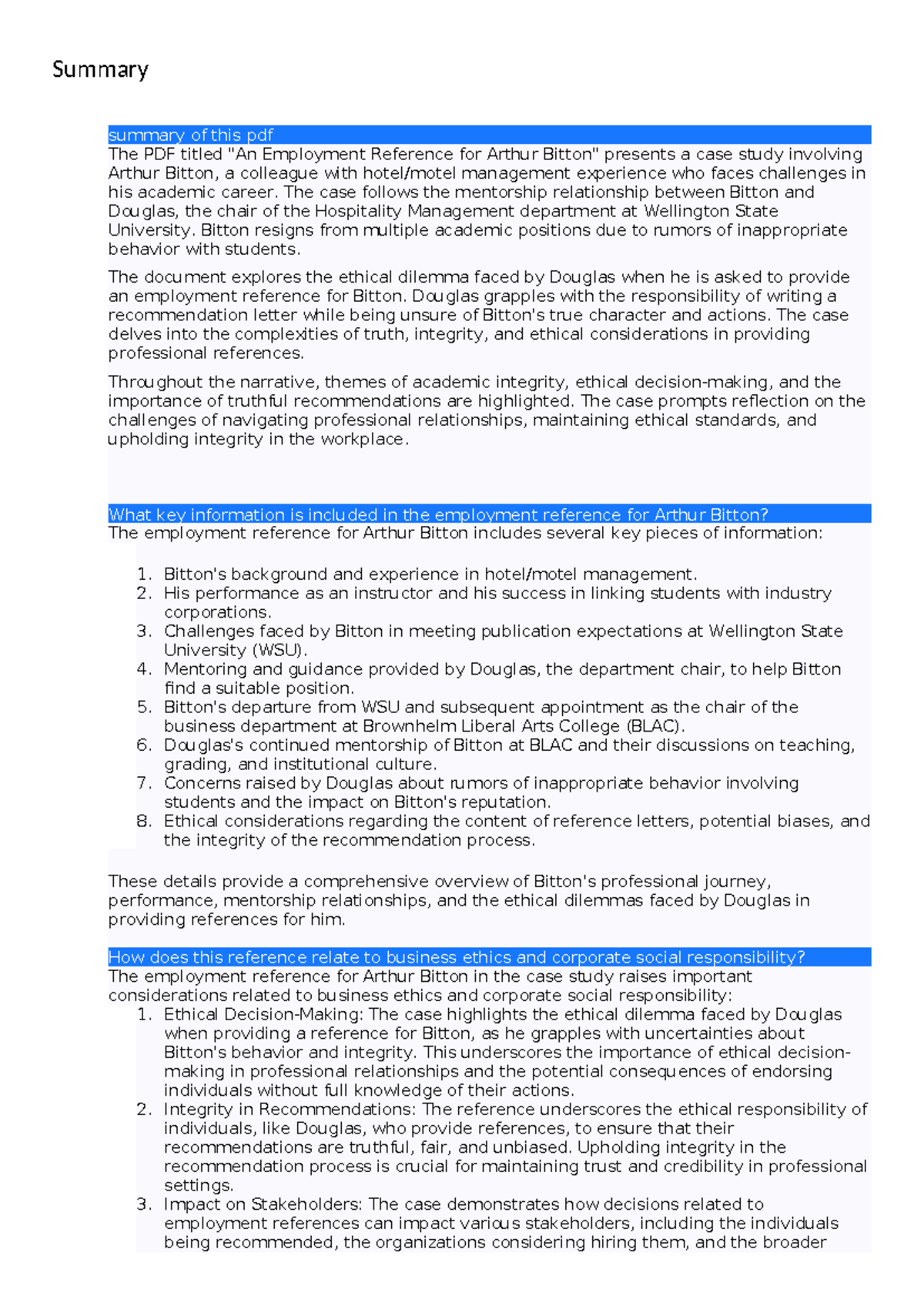 Summary of case - Summary summary of this pdf The PDF titled "An ...