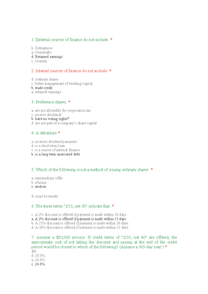Business Finance 2021 exams - Studocu