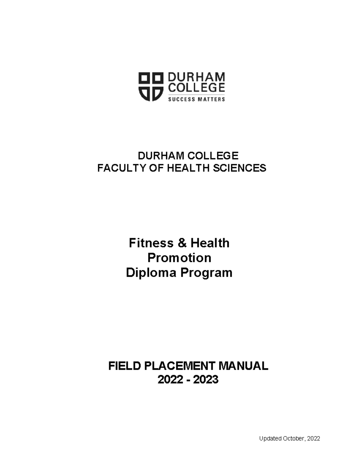 Field Placement Manual 2022 - 2023 - DURHAM COLLEGE FACULTY OF HEALTH ...