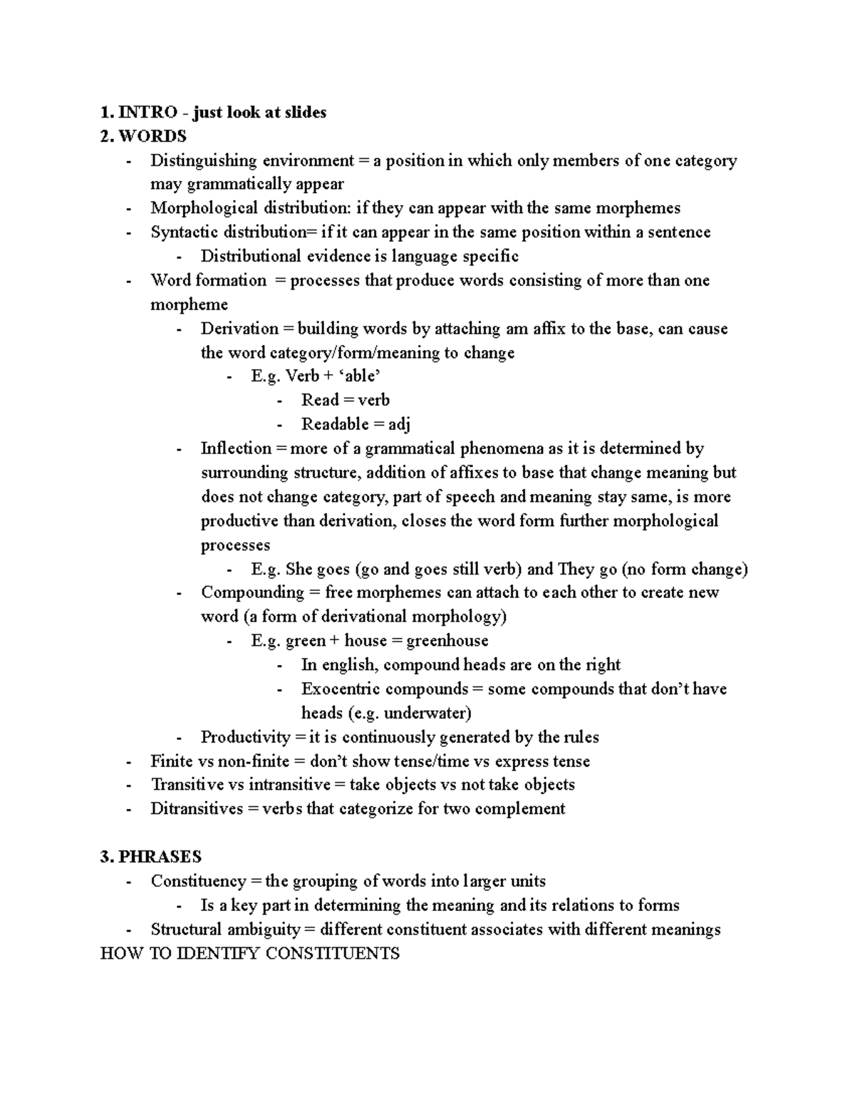 Lin102 - final review - INTRO - just look at slides WORDS ...