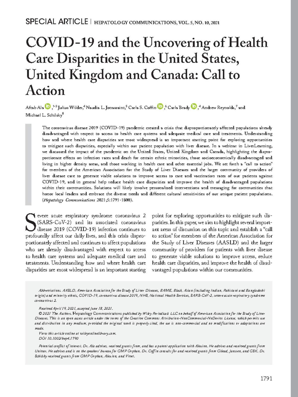 Covid and the Uncovering - SPECIAL ARTICLE | Hepatology CommuniCations ...