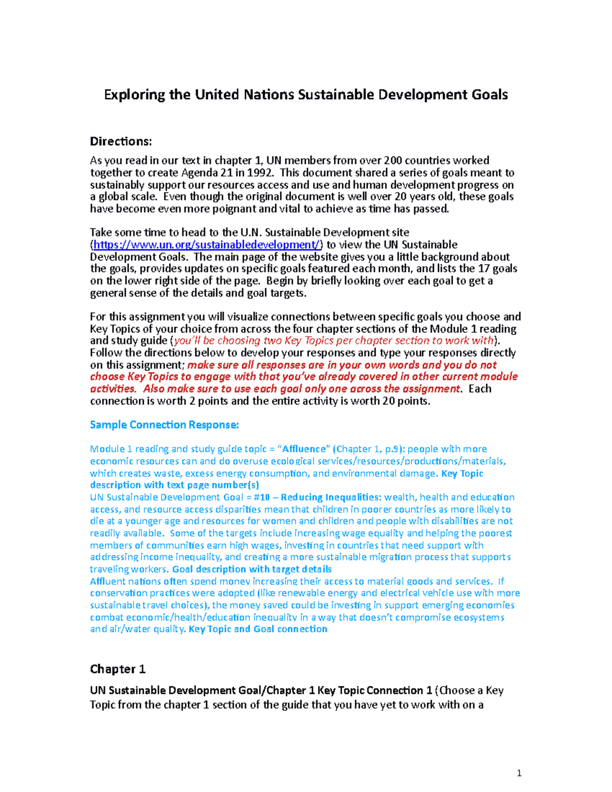 Module 1 activity - Exploring the UN Sustainable Development Goals ...