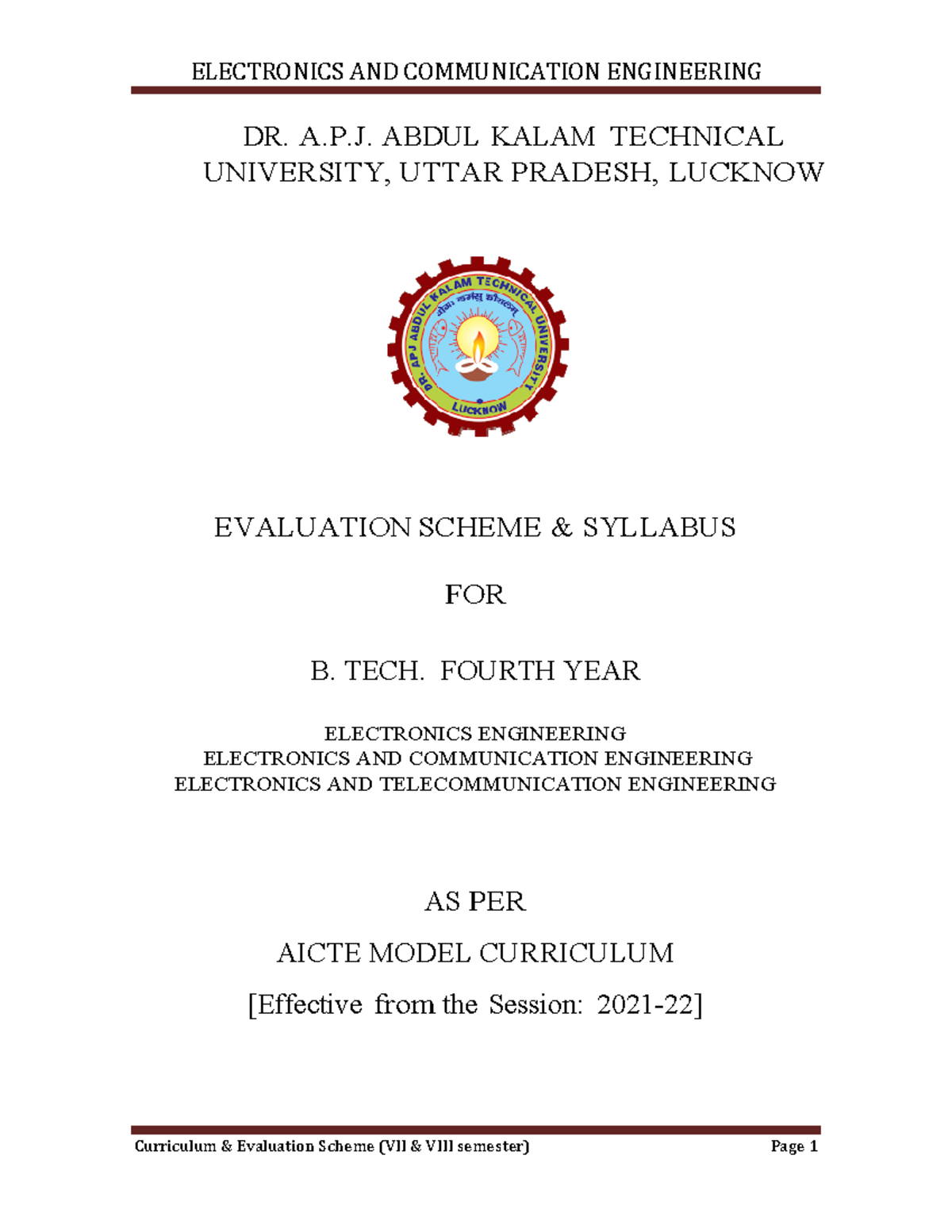 4rth yr syllabus ece - Curric E ELECTR culum & Eval DR UNIV EVA ELECT ...