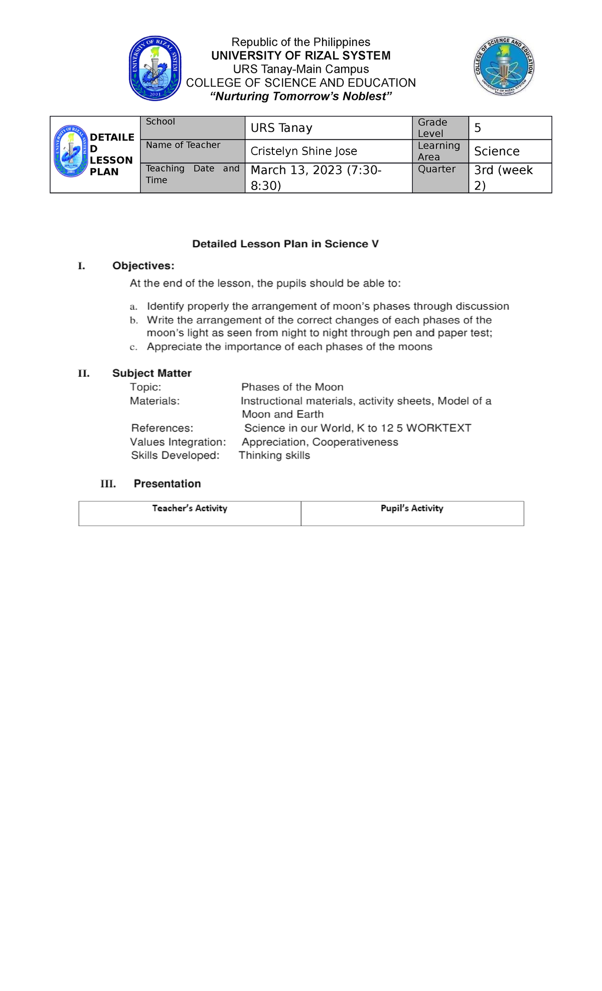 Detailed-in-Scinece-5-moon - UNIVERSITY OF RIZAL SYSTEM URS Tanay-Main ...