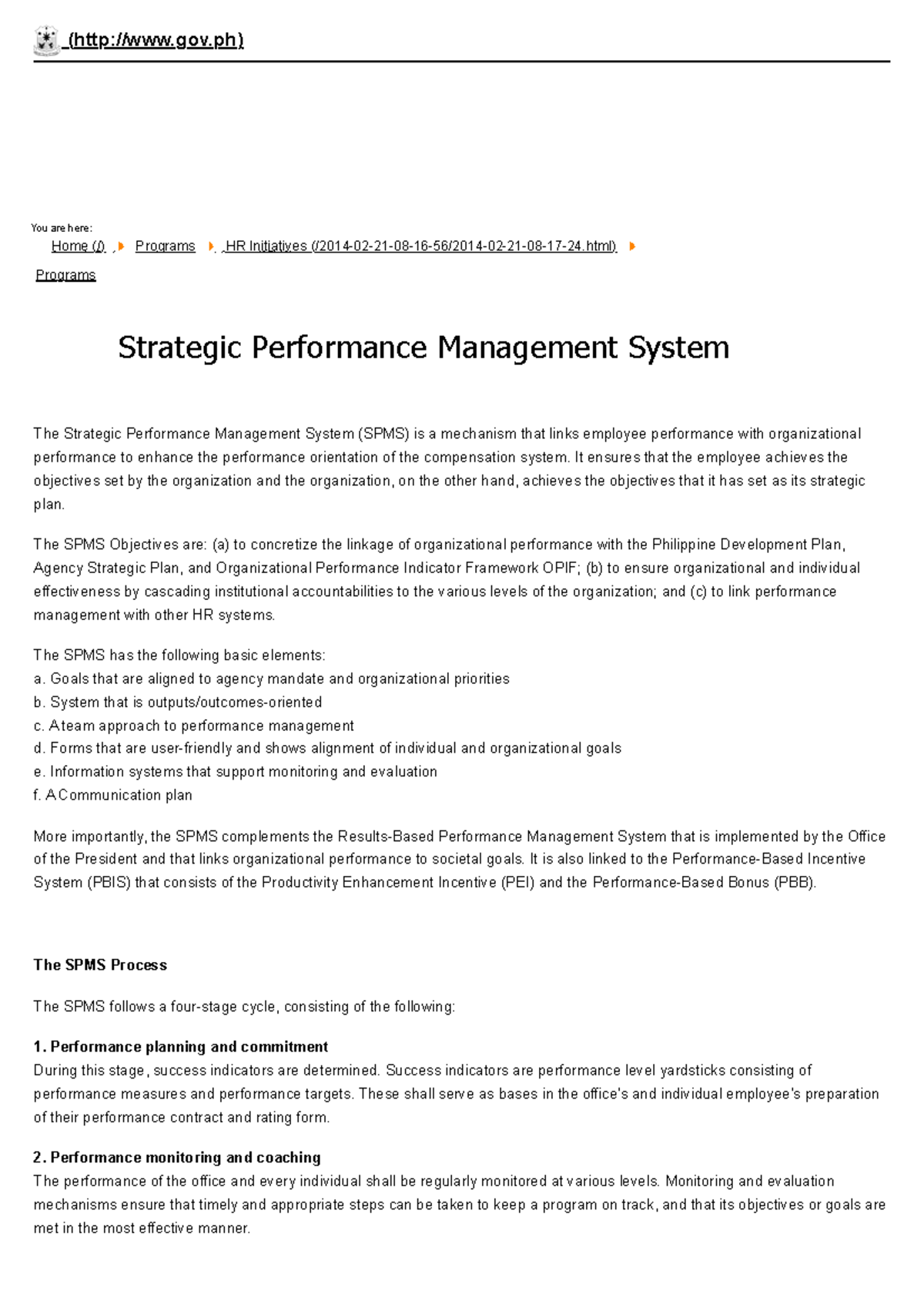 Strategic Performance Management System (SPMS) - It ensures that the ...