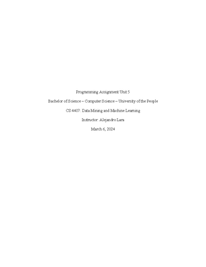 Unit 5 written assignment - Written Assignment Unit 5 University of the People CS 3307 ...