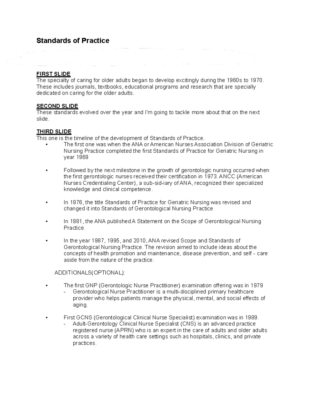 Standards-of-Practice - Standards of Practice Good morning, Miss Apuhin ...