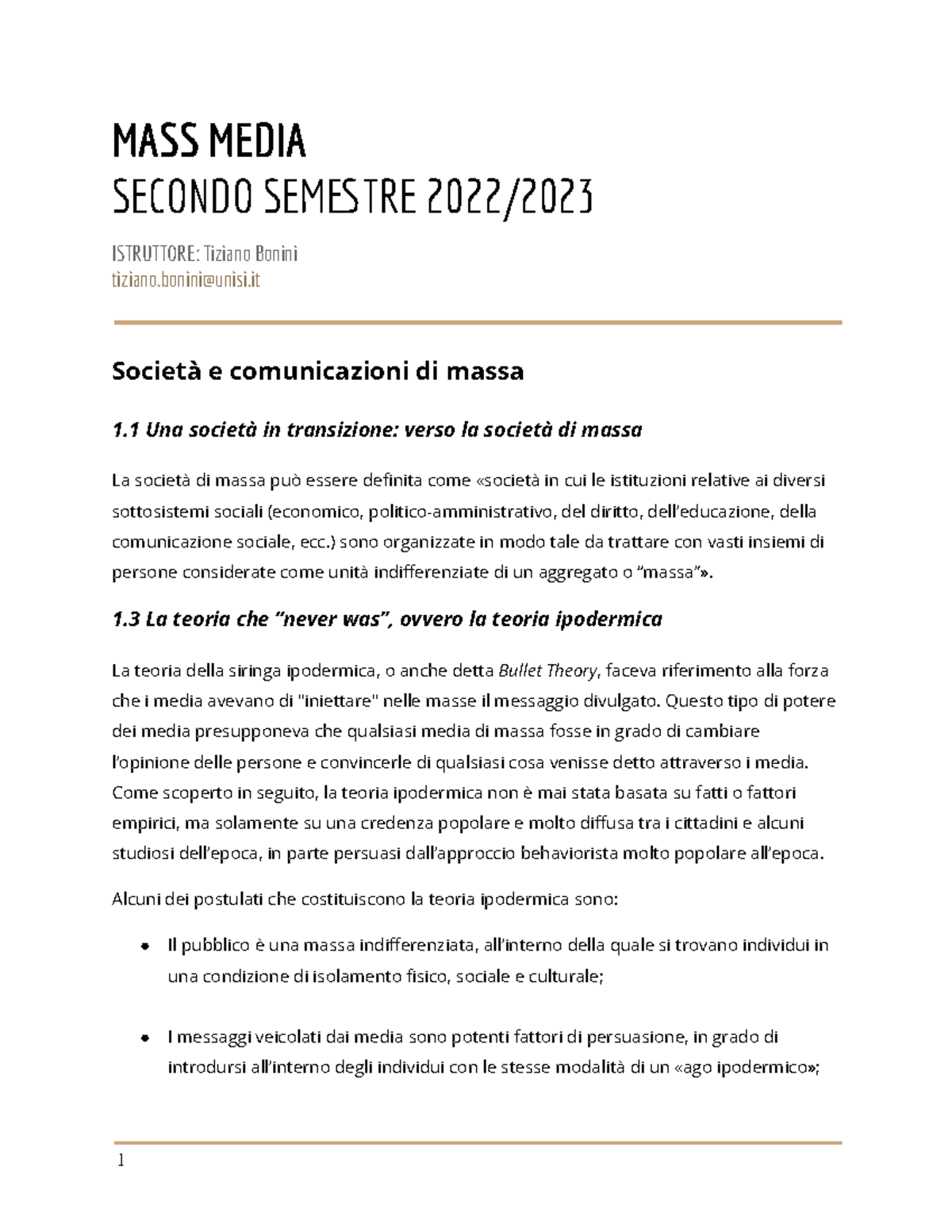 Appunti Mass Media - Riassunto del manuale - MASS MEDIA SECONDO SEMTRE ...
