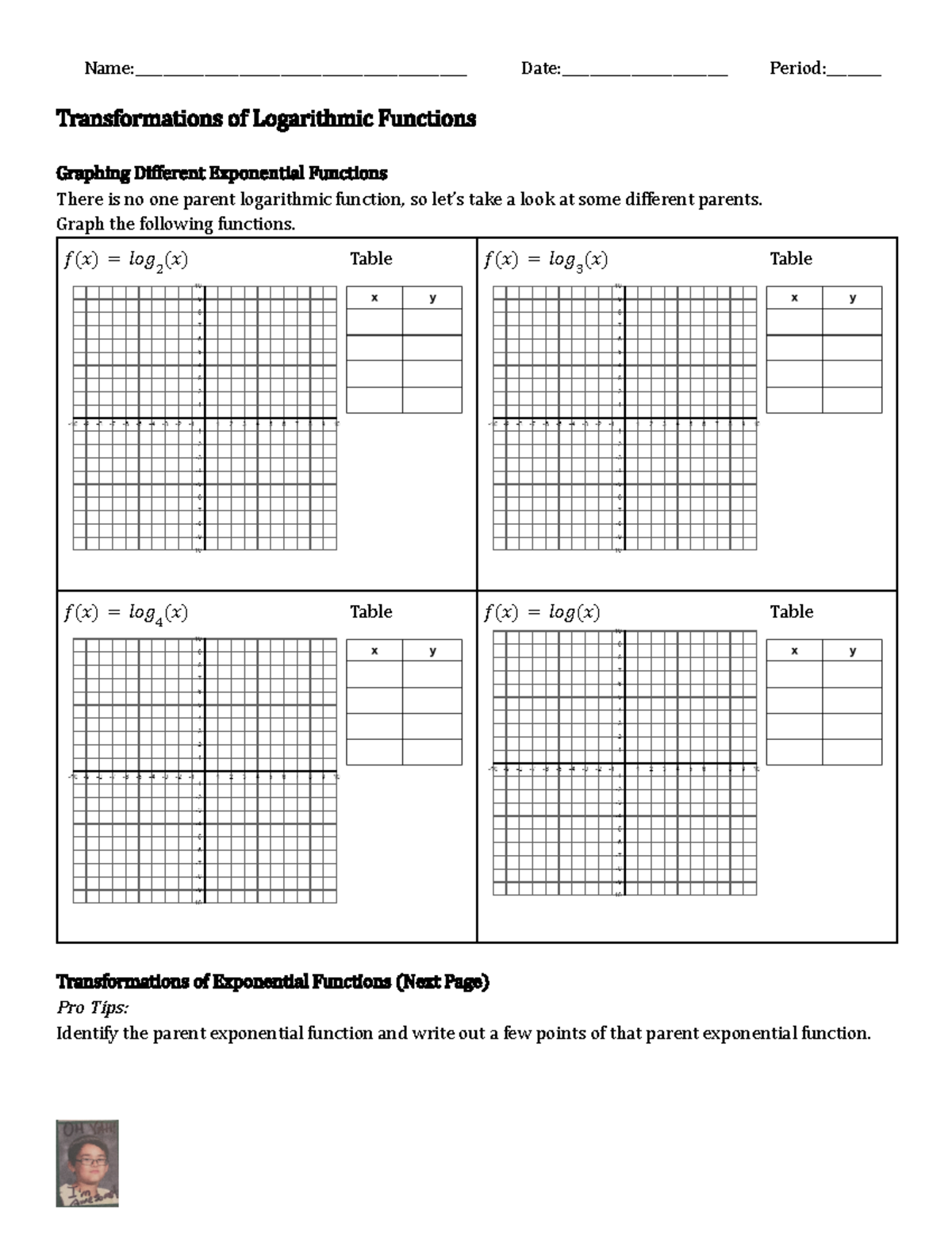 JLR Transformations of Logarithms - Name