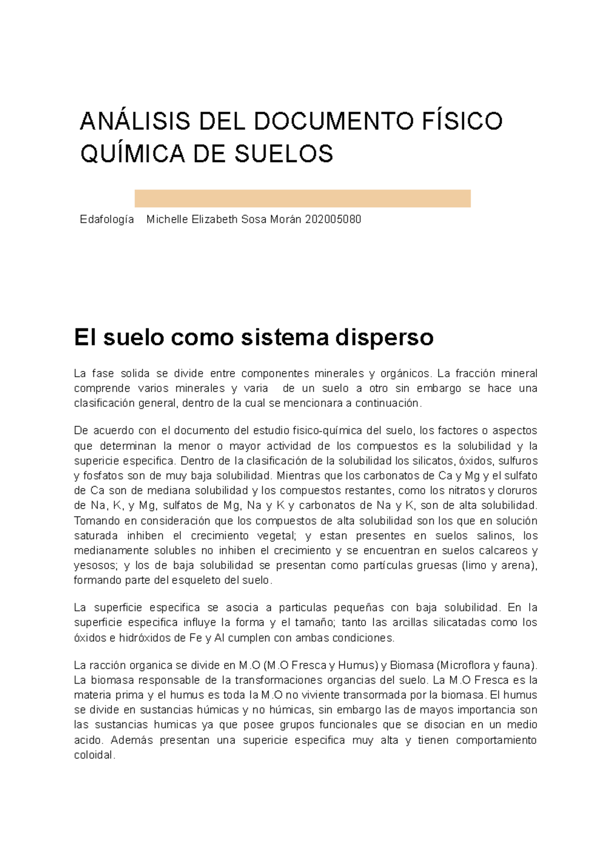 Análisis DEL Documento Físico Química DE Suelos - ANÁLISIS DEL ...