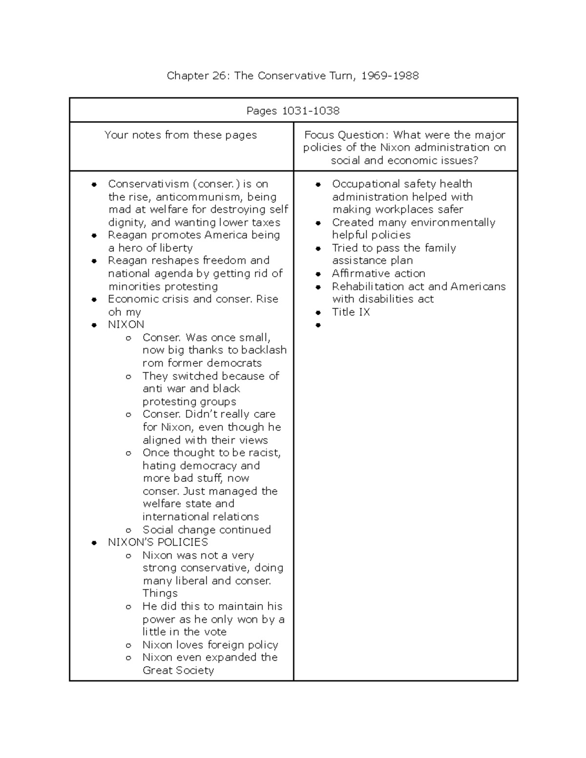Copy of Chapter 26 Reading Guide - Chapter 26: The Conservative Turn ...