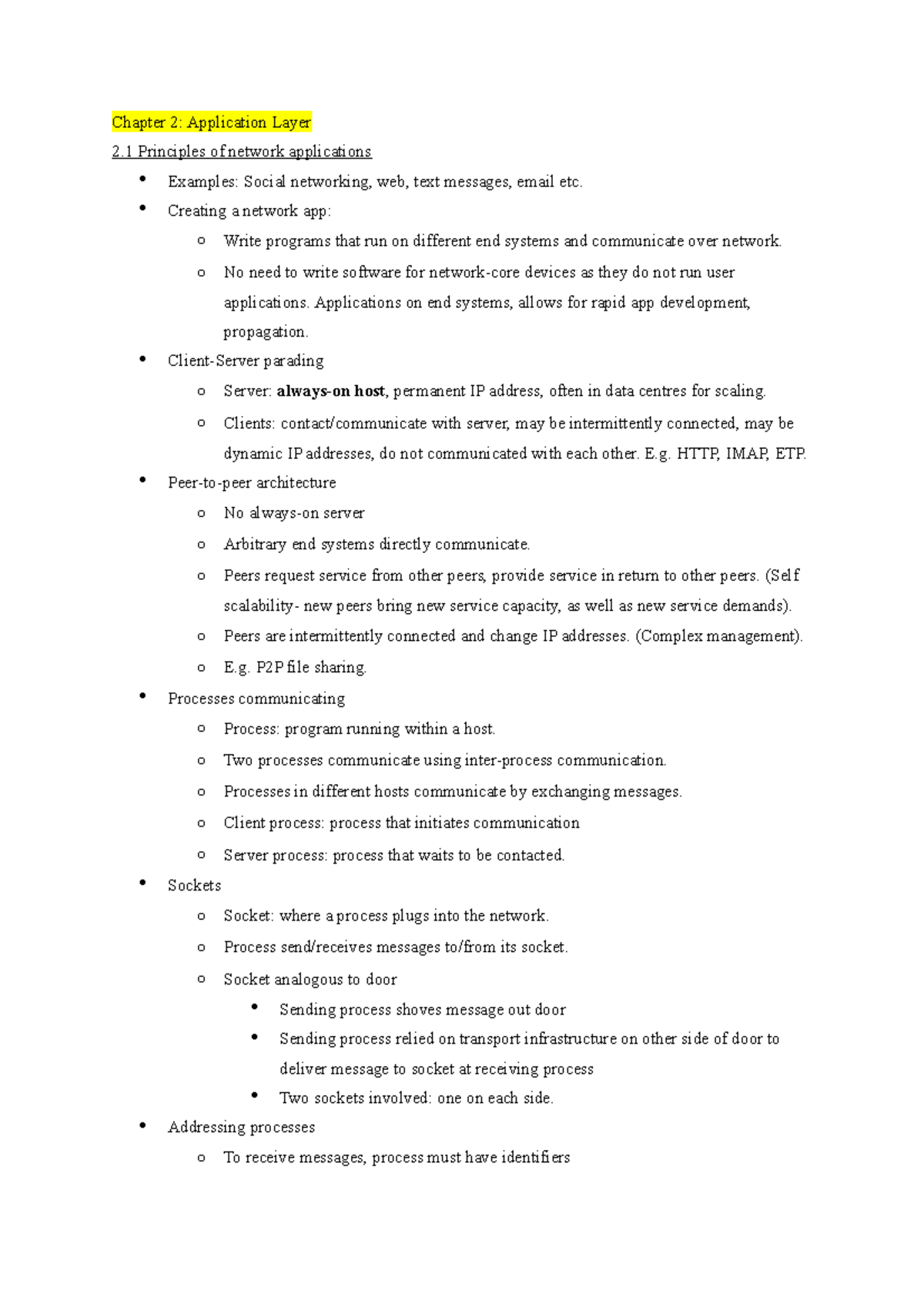 Chapter 2 Application Layer Creating A Network App O Write Programs