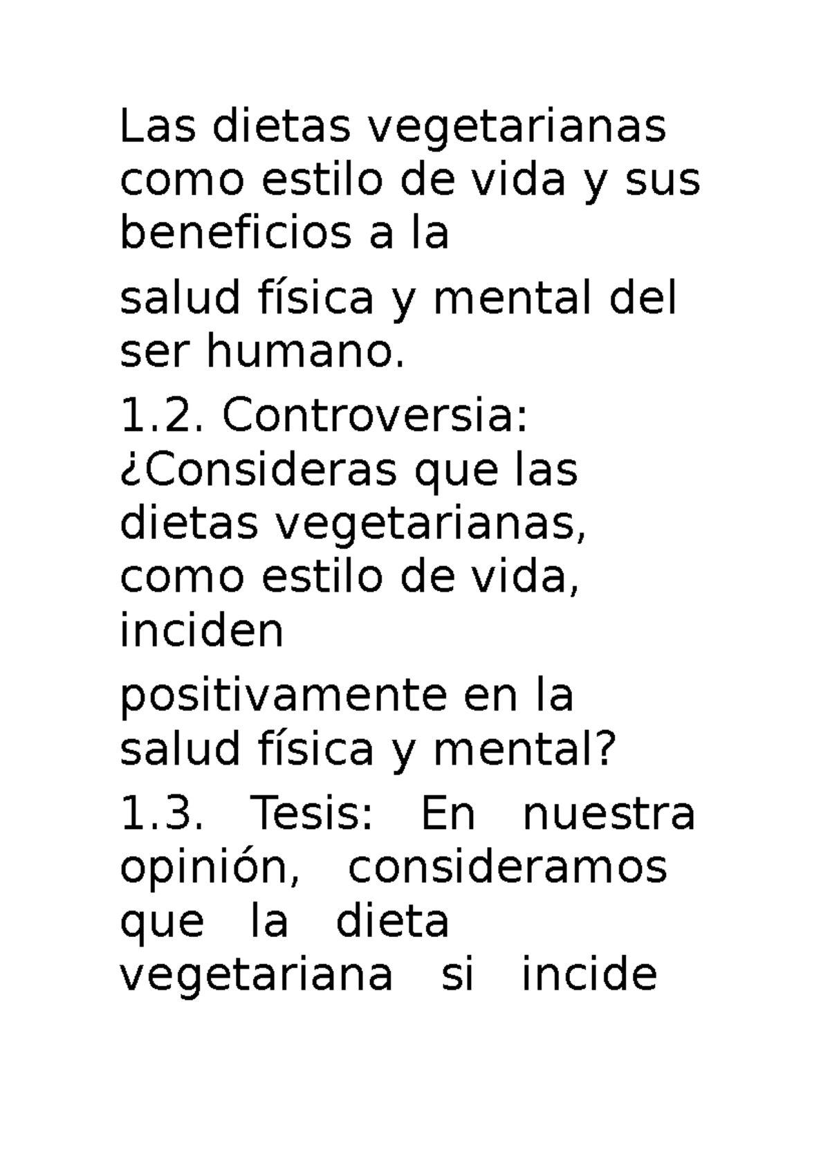 Documento - Apuntes - Las dietas vegetarianas como estilo de vida y sus ...