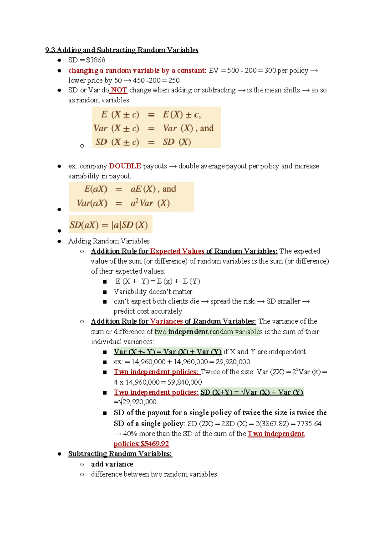 2303 Adding And Subtracting Random Variables 9 Adding And Subtracting Random Variables Sd