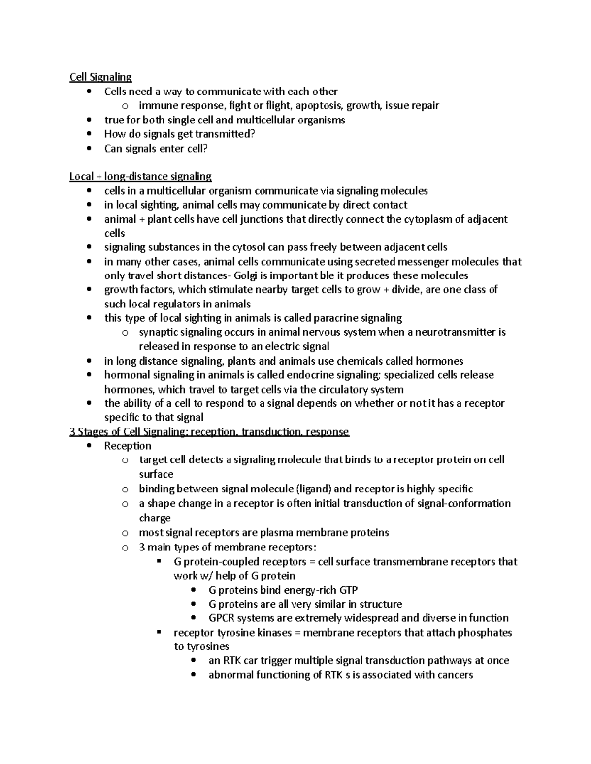 Chap 11- Cell Communication - Cell Signaling Cells need a way to ...