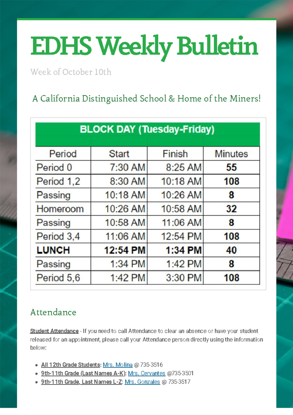 EDHS Bulletin for 10 - idk - EDHS Weekly Bulletin Week of October 10th ...