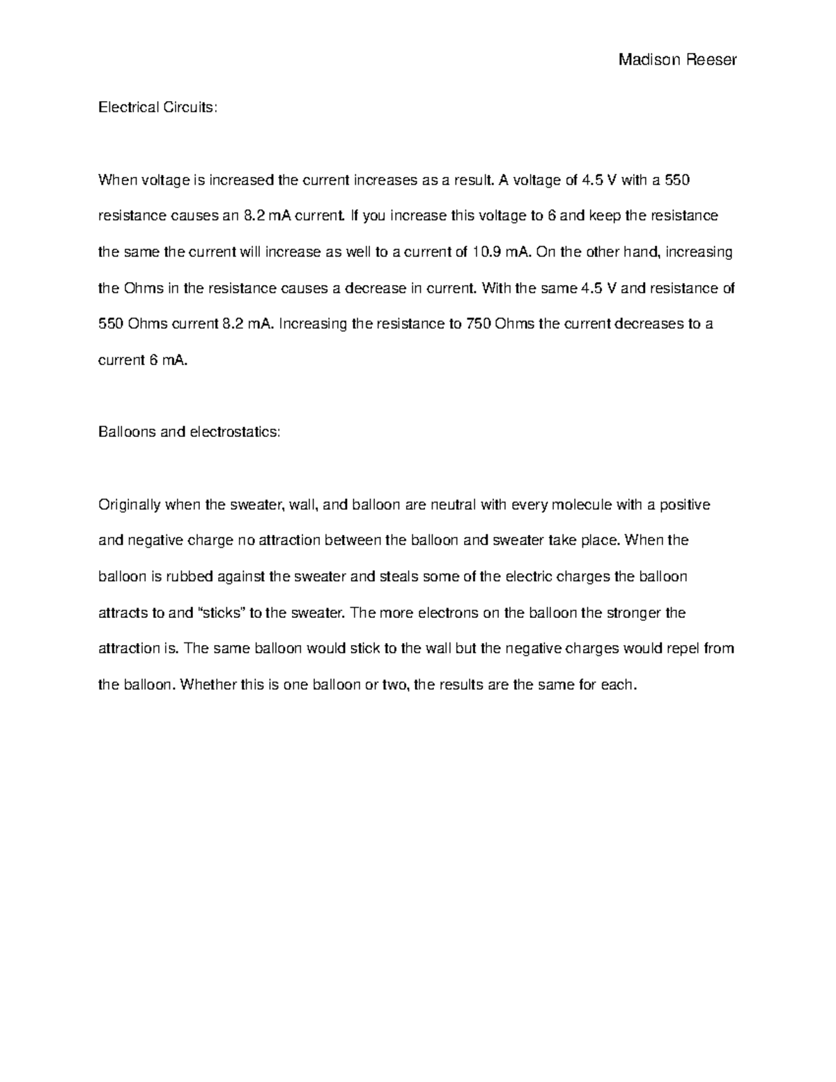 Online Simulation Assignment - Madison Reeser Electrical Circuits: When ...