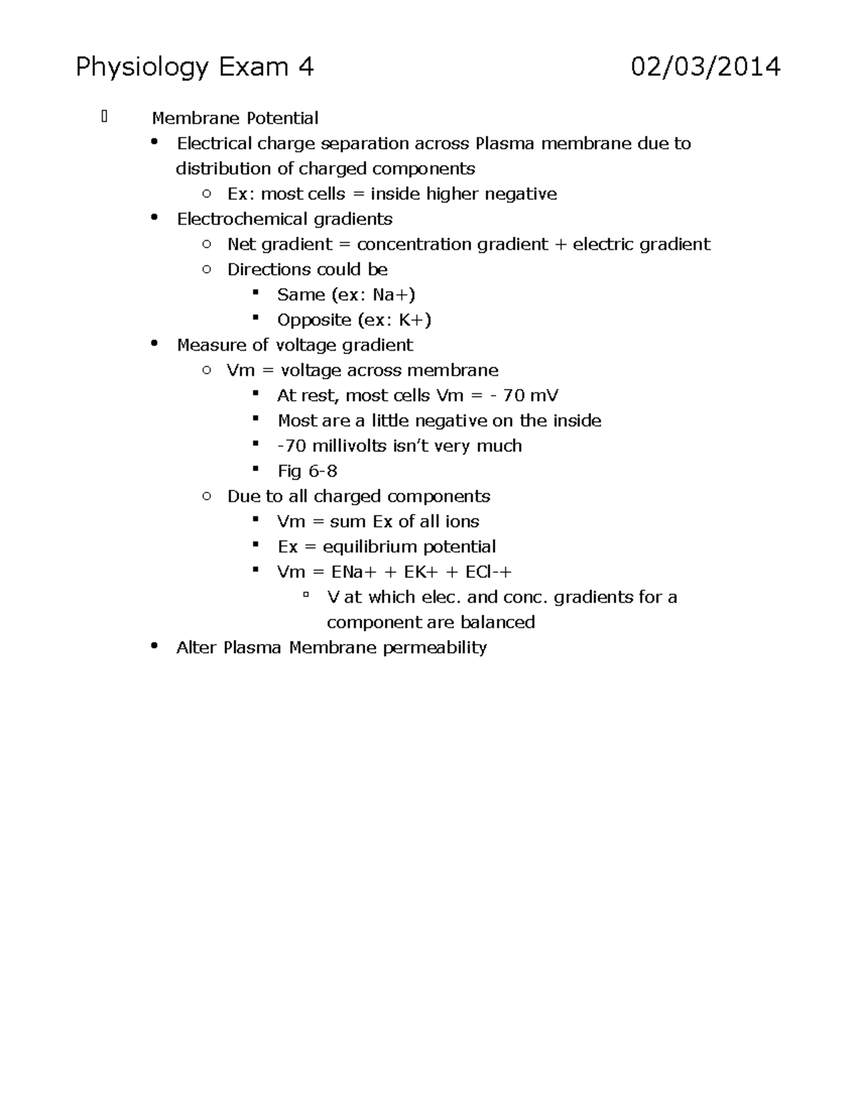 Physiology Exam 4 - Professor Bronson - Physiology Exam 4 02/03/2014 ...