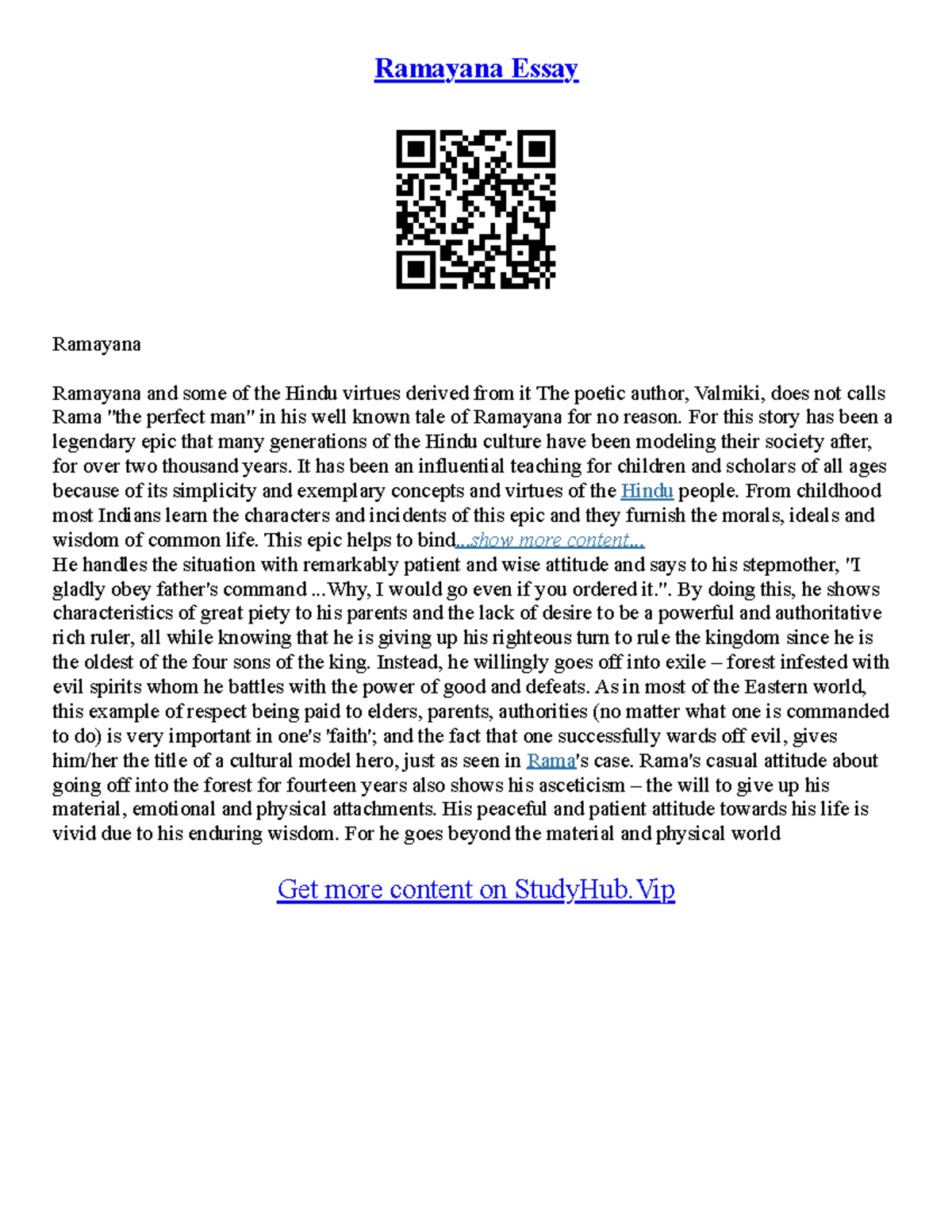 Essay Raksha Bandhan - Ramayana Essay Ramayana Ramayana and some of the ...