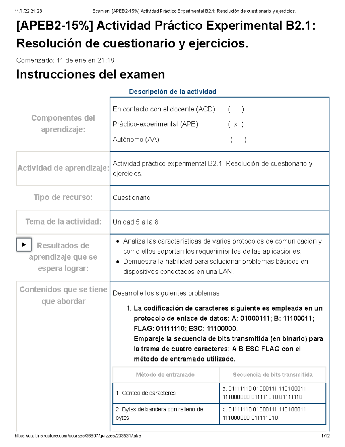 Examen [APEB 2-15%] Actividad Práctico Experimental B2.1 Resolución de cuestionario y ejercicios ...