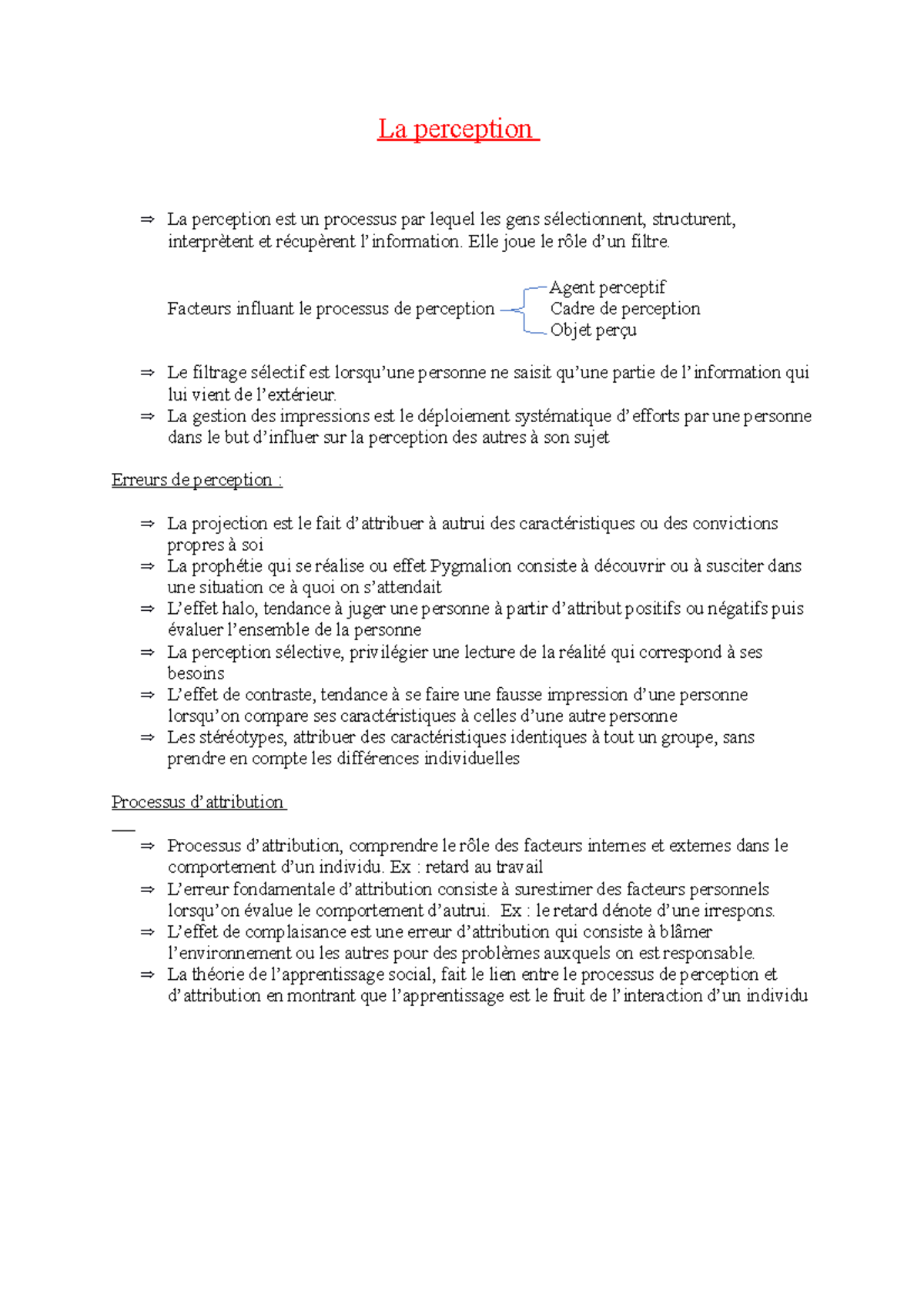 La perception - Résumé du chapitre - Comportement humain et ...